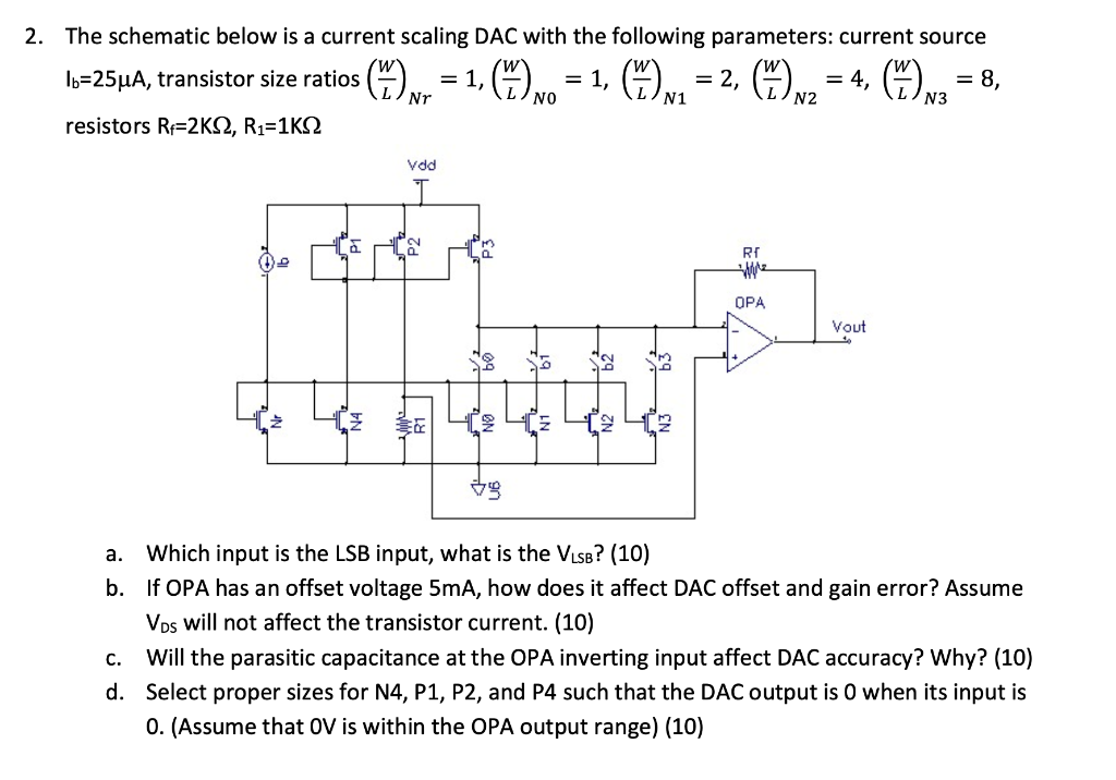 2. The schematic below is a current scaling DAC with | Chegg.com