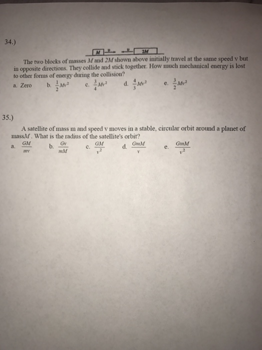 Solved The two blocks of masses M and 2M shown above | Chegg.com