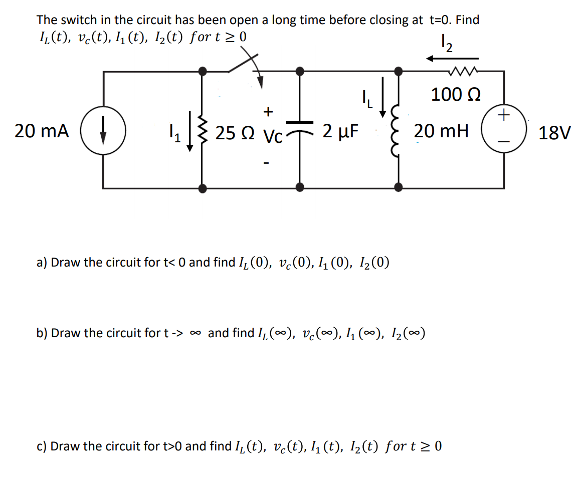 Solved The switch in the circuit has been open a long time | Chegg.com