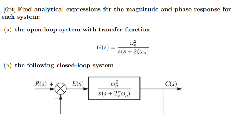 Solved [6pt] Find analytical expressions for the magnitude | Chegg.com