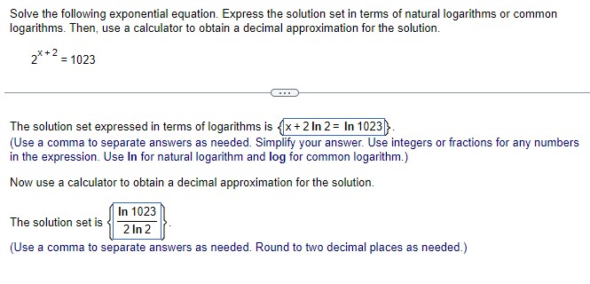 Solved Solve the following exponential equation. Express the | Chegg.com