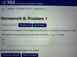 Solved MATHEMATICAL ASSOCIATION OF AMERICA MAA. webwork / | Chegg.com
