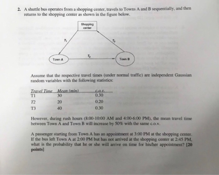 Solved A shuttle bus operates from a shopping center, | Chegg.com