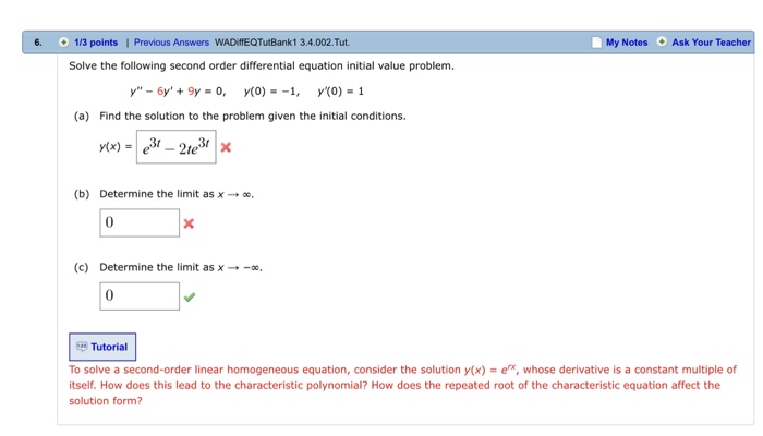 Solved Solve the following second order differential | Chegg.com
