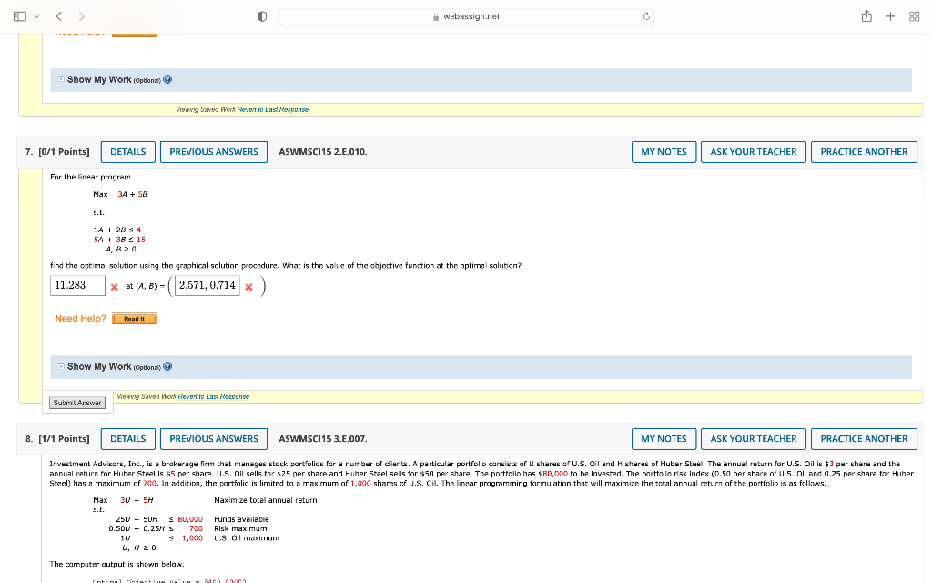 Solved EN 0 webassign.net U + 88 Show My Work (Optional) | Chegg.com