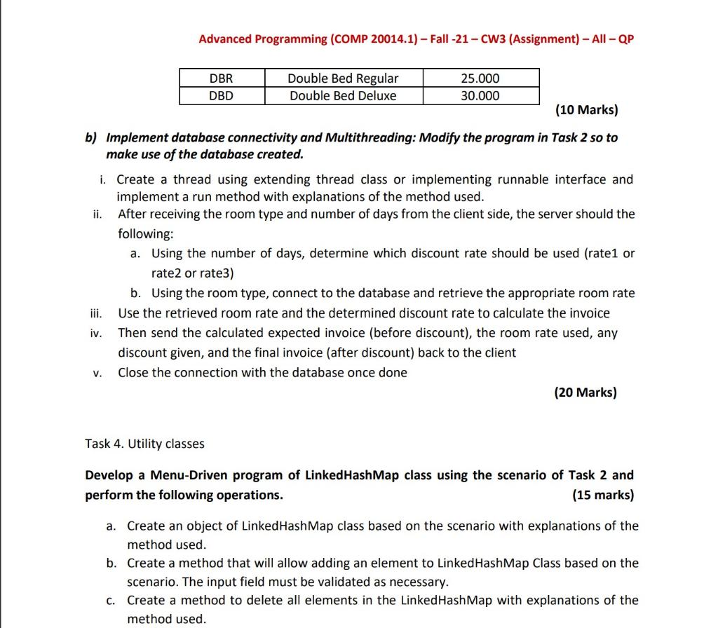 Solved Advanced Programming (COMP 20014.1) - Fall-21 - CW3 | Chegg.com