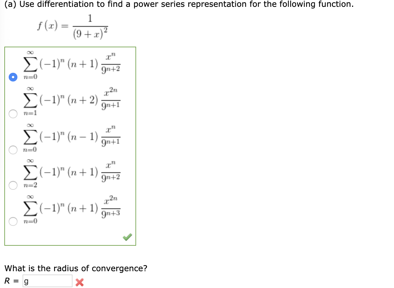 Solved (a) Use differentiation to find a power series | Chegg.com