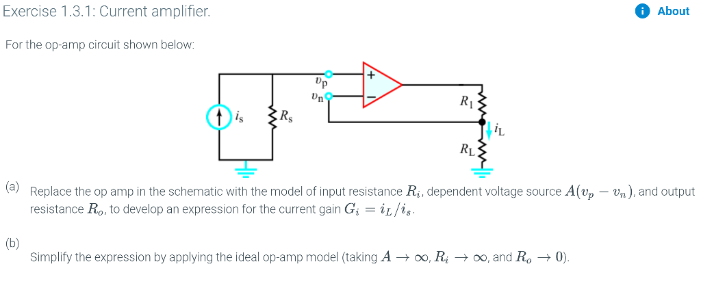 Solved Exercise 1.3.1: Current amplifier. About For the | Chegg.com