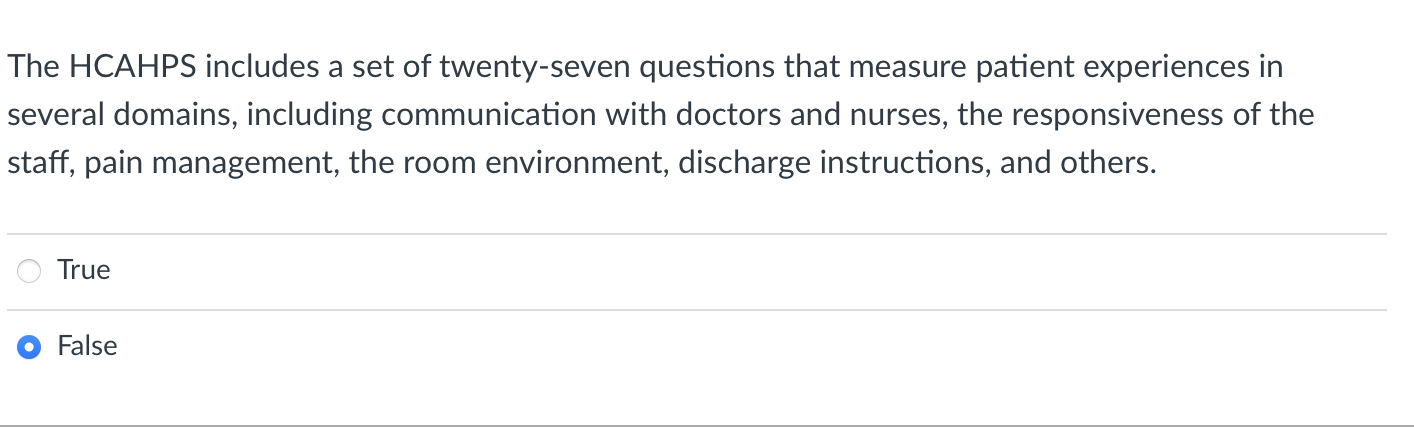 Solved The HCAHPS includes a set of twenty-seven questions | Chegg.com