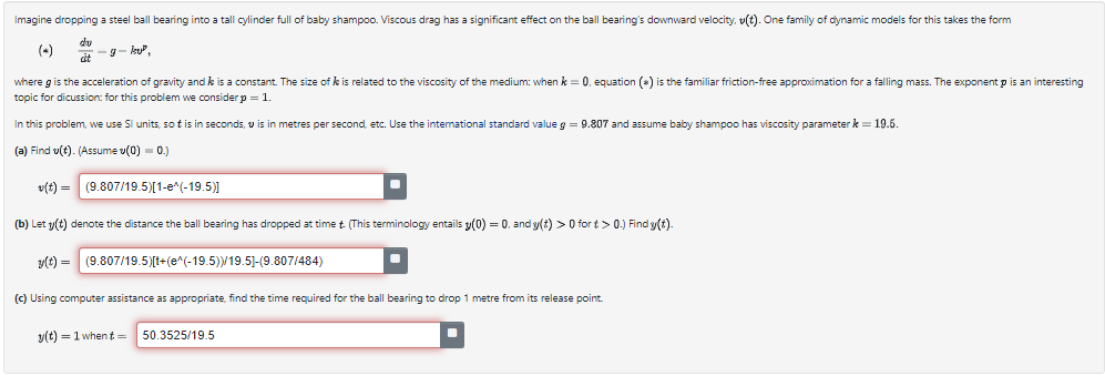 Solved (∗)dtdv−g−bvp, topic for dicussion: for this problem | Chegg.com