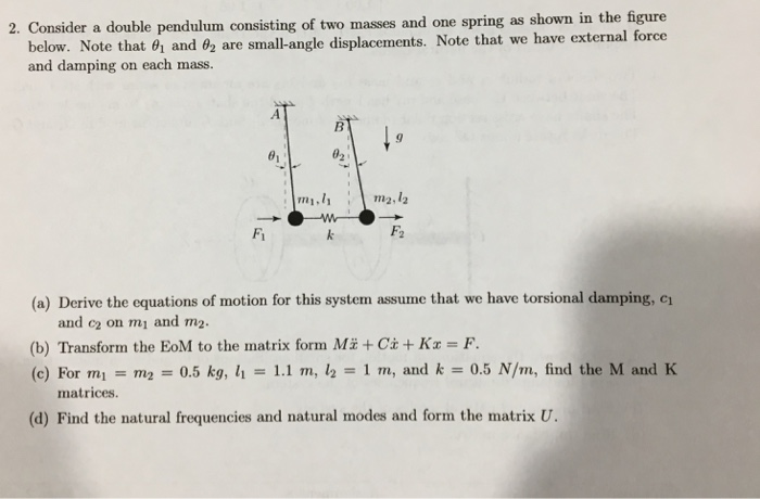 Solved 2. Consider a double pendulum consisting of two | Chegg.com