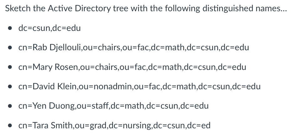 Solved Sketch the Active Directory tree with the following | Chegg.com