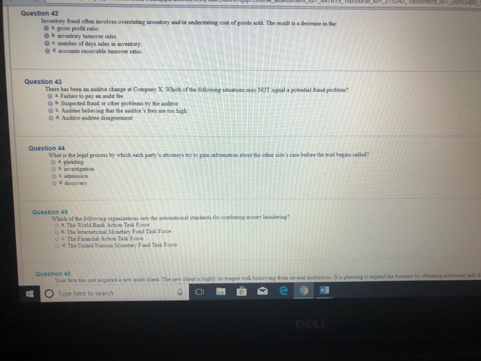 Solved Question 42 Inventory fraud often involves | Chegg.com