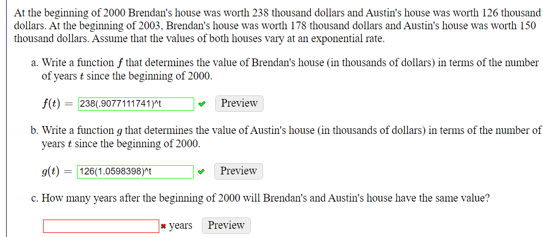 Solved At the beginning of 2000 Brendan's house was worth | Chegg.com