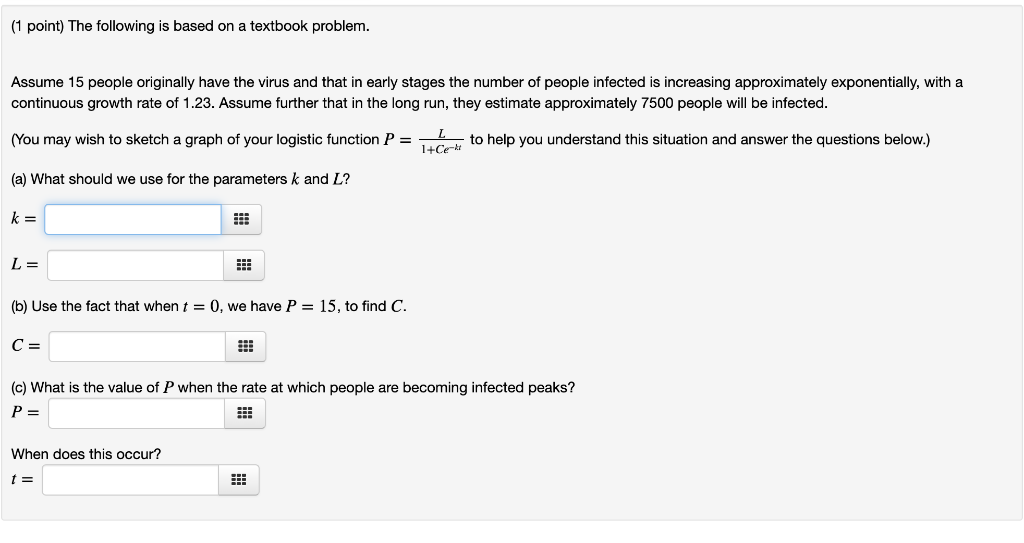 Solved (1 point) The following is based on a textbook | Chegg.com