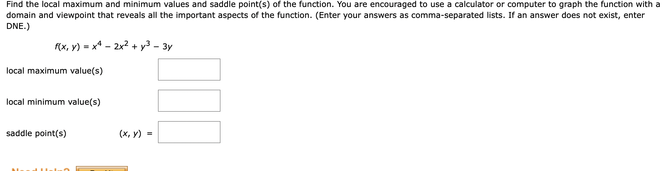 Solved Find the local maximum and minimum values and saddle | Chegg.com