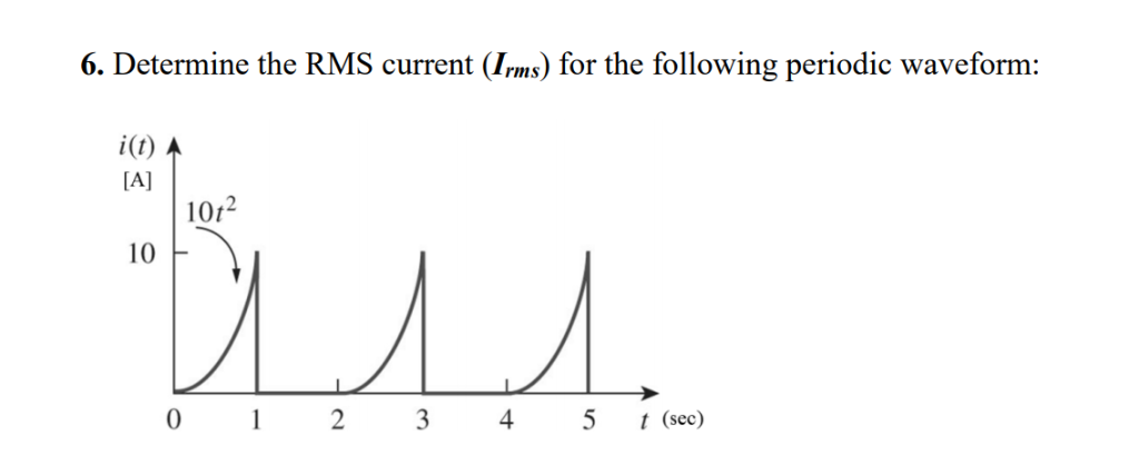 Solved 6. Determine the RMS current (Irms) for the following | Chegg.com