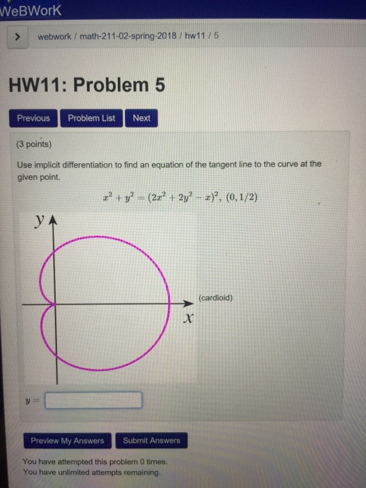 Solved WeBWorK > webwork / math-211-02-spring-2018 / hw11 /5 | Chegg.com Solved WeBWorK > webwork / math-211-02-spring-2018 / hw11 /5 | Chegg.com