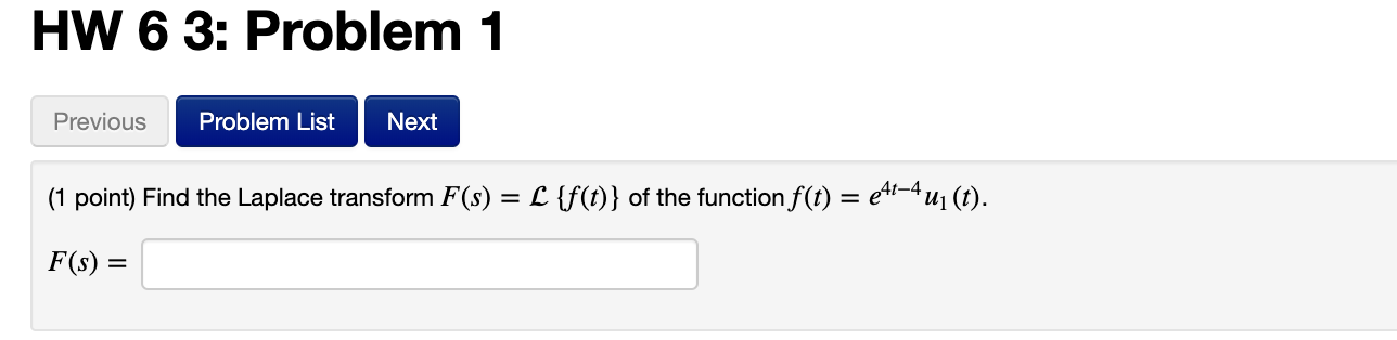 Solved HW 6 3: Problem 1 Previous Next Problem List (1 | Chegg.com