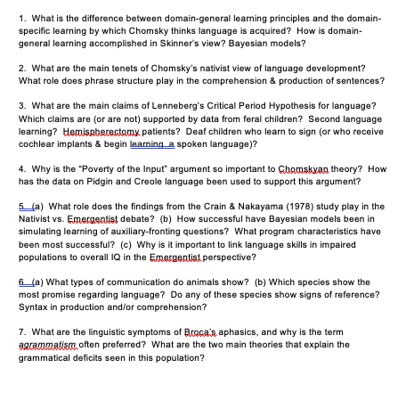 Solved 1. What is the difference between domain-general | Chegg.com