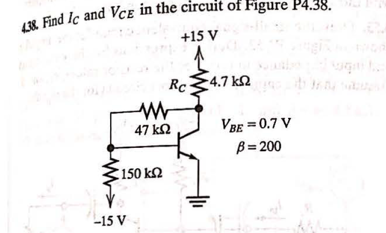 Solved 438. Find Ic and Vce in th Land Vce in the circuit of | Chegg.com