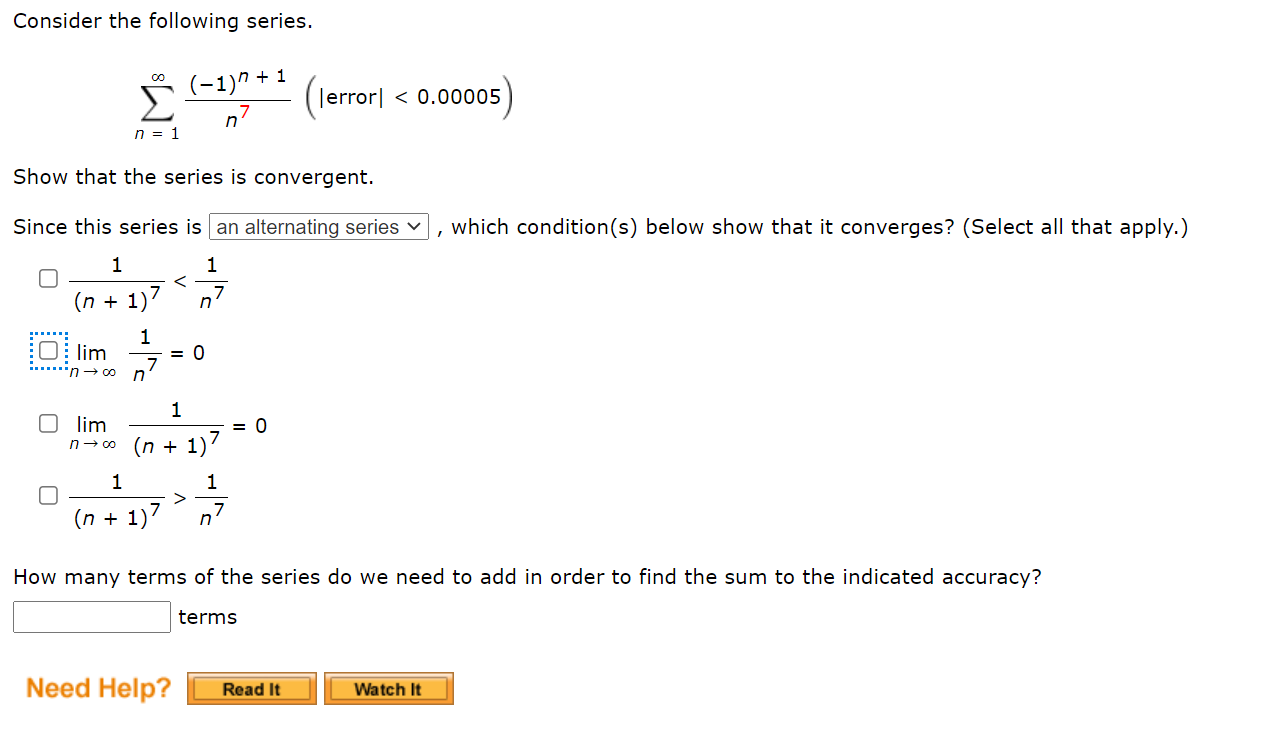 Solved Consider the following series. 00 (-1)" + 1 error]