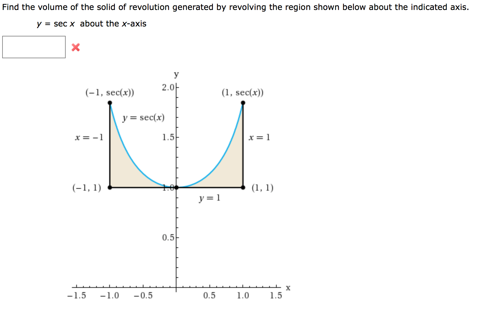 Solved Find the volume of the solid of revolution generated | Chegg.com