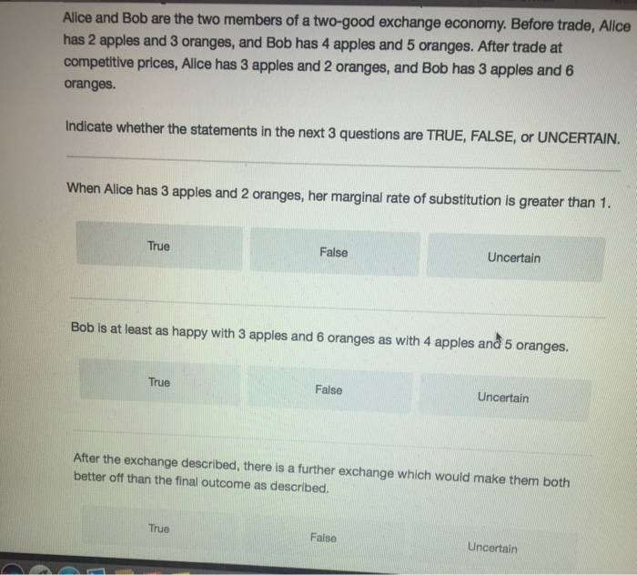 Solved Alice and Bob are the two members of a two-good | Chegg.com