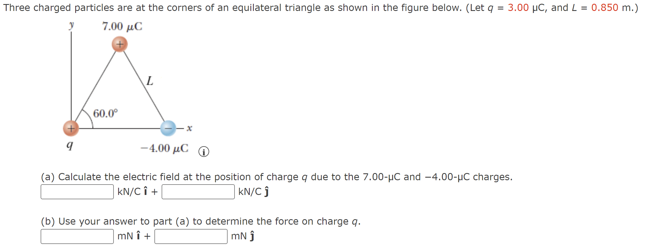Solved Three charged particles are at the corners of an | Chegg.com