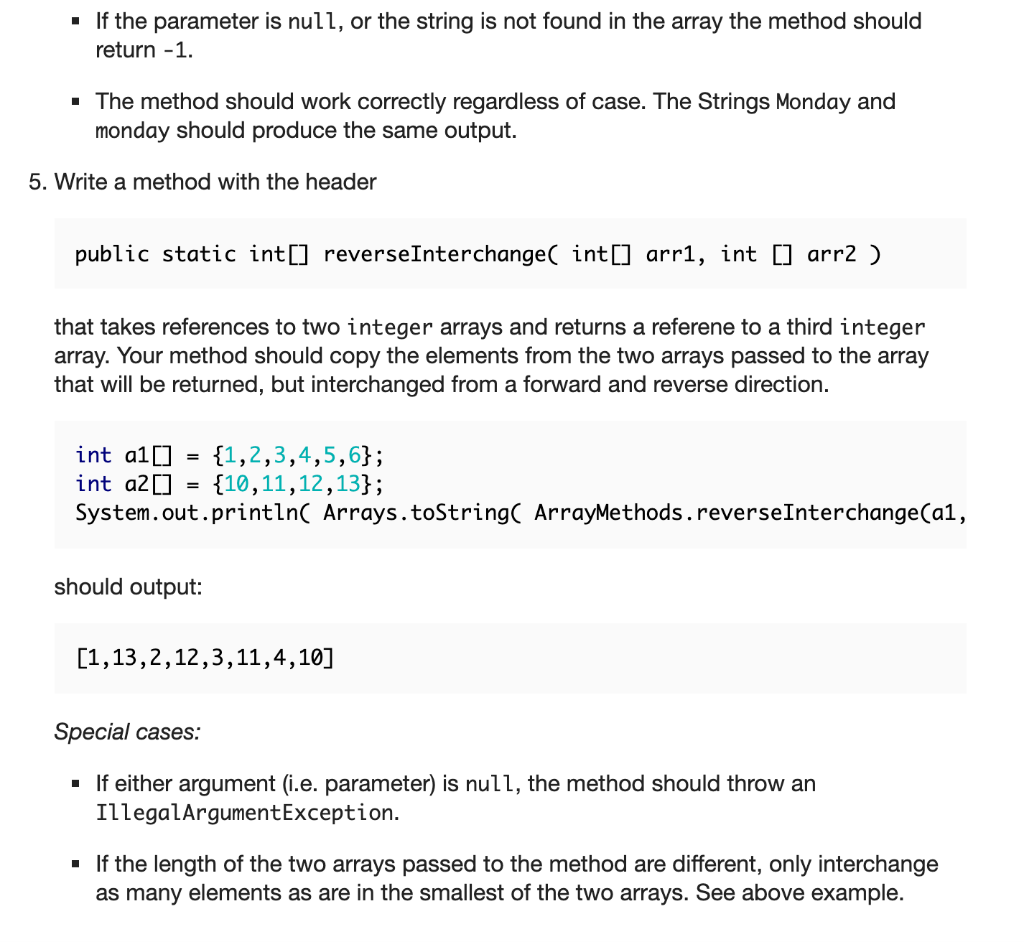 Solved Problem 7: Array-processing methods 20 points total | Chegg.com