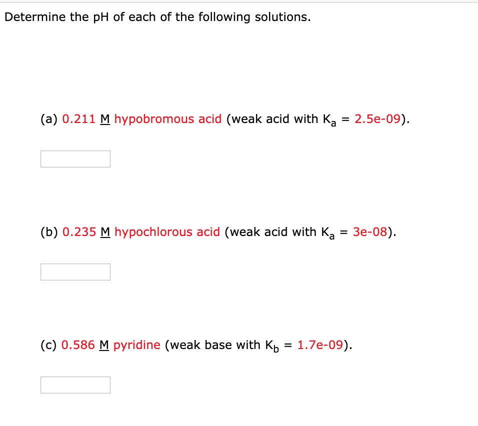 Solved Determine the pH of each of the following solutions. | Chegg.com
