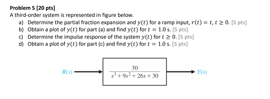 Solved Problem 5 (20 pts] A third-order system is | Chegg.com