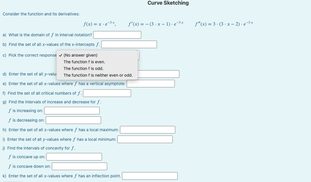 Solved Curve Sketching Consider the function and its | Chegg.com