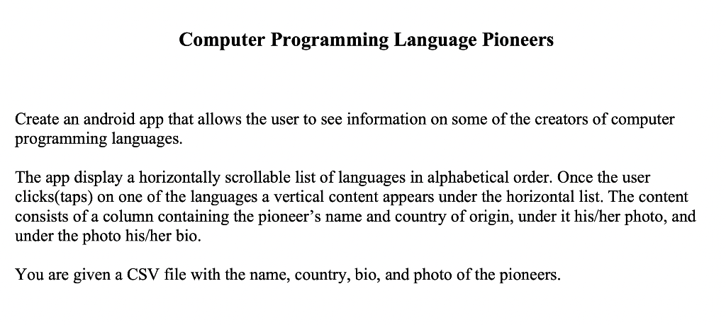 Solved Computer Programming Language Pioneers Create an | Chegg.com