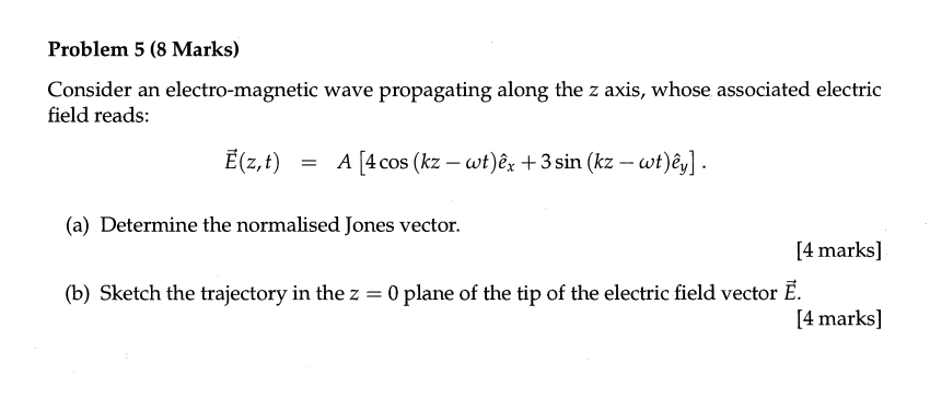 Solved Consider an electro-magnetic wave propagating along | Chegg.com