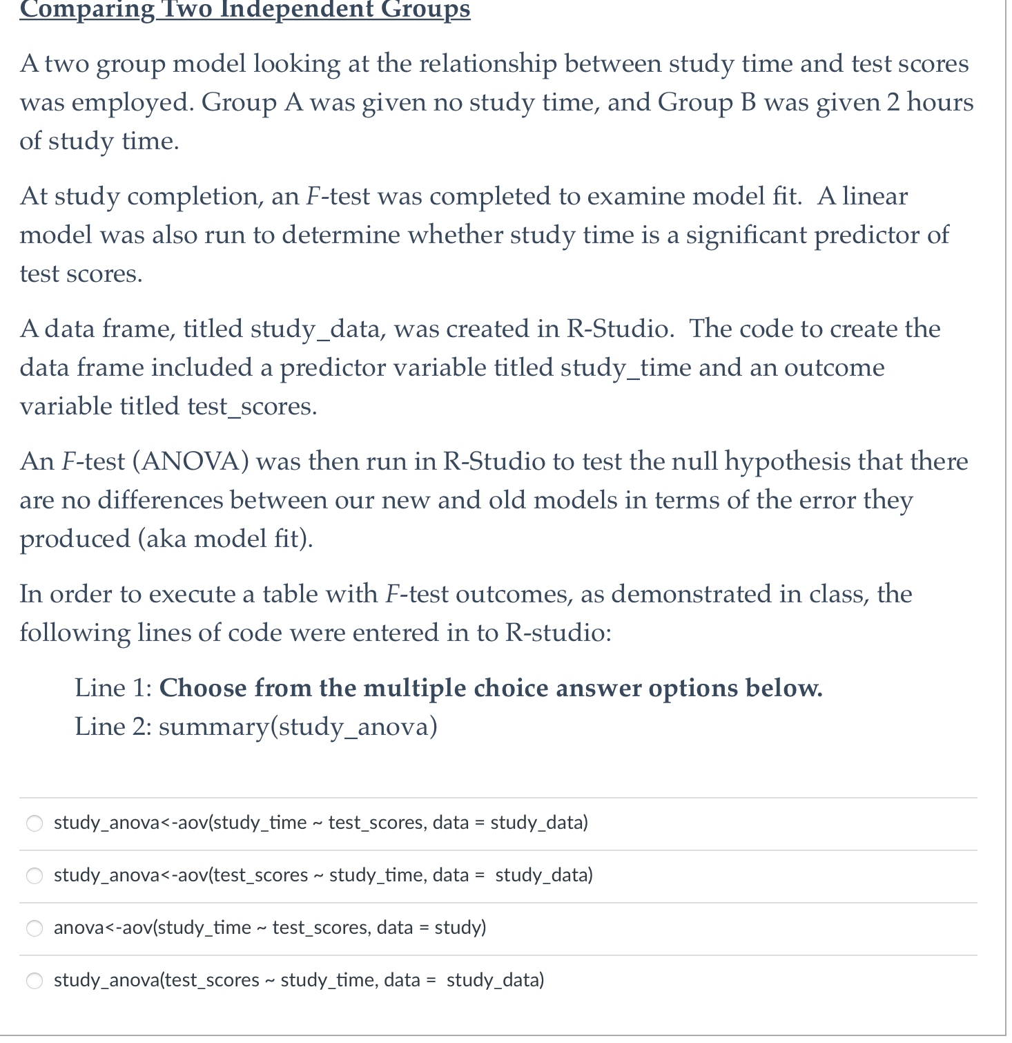 Solved A two group model looking at the relationship between | Chegg.com