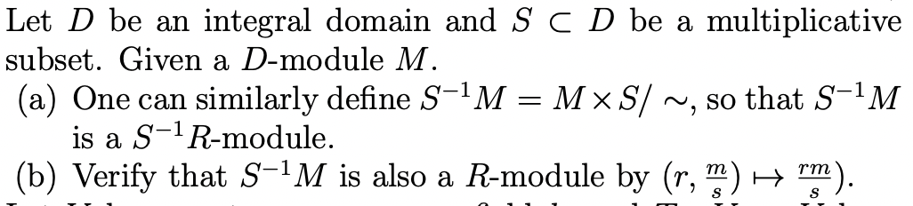 Let D be an integral domain and S⊂D be a | Chegg.com