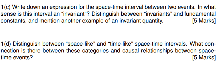 Solved 1(c) Write down an expression for the space-time | Chegg.com