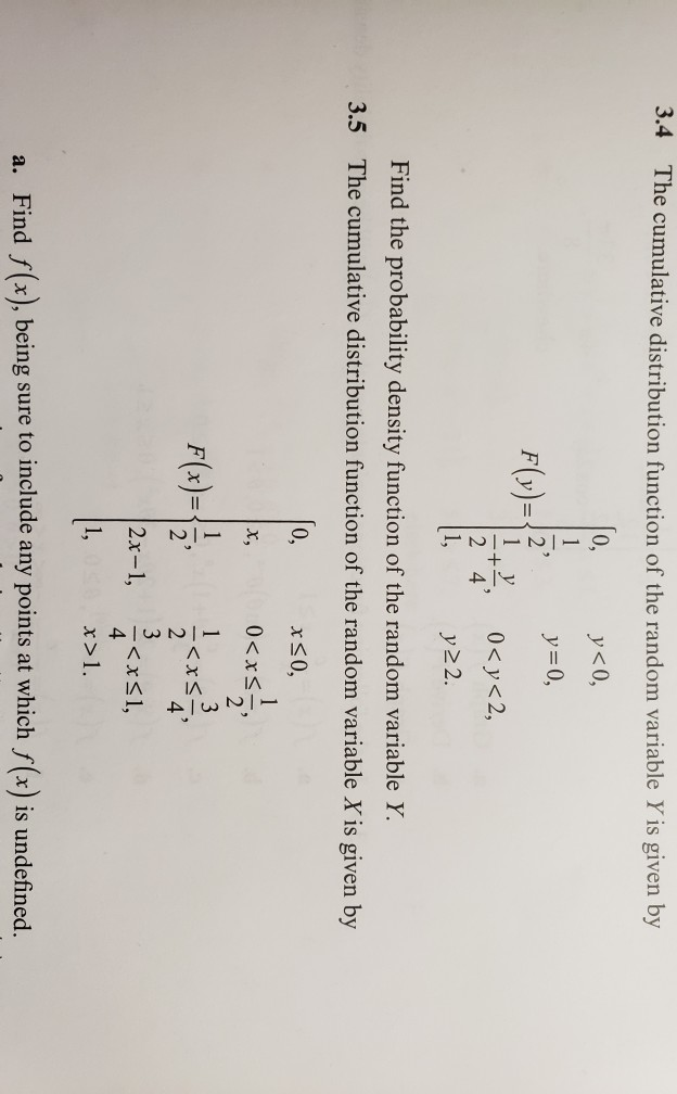 Solved 3 4 The Cumulative Distribution Function Of The