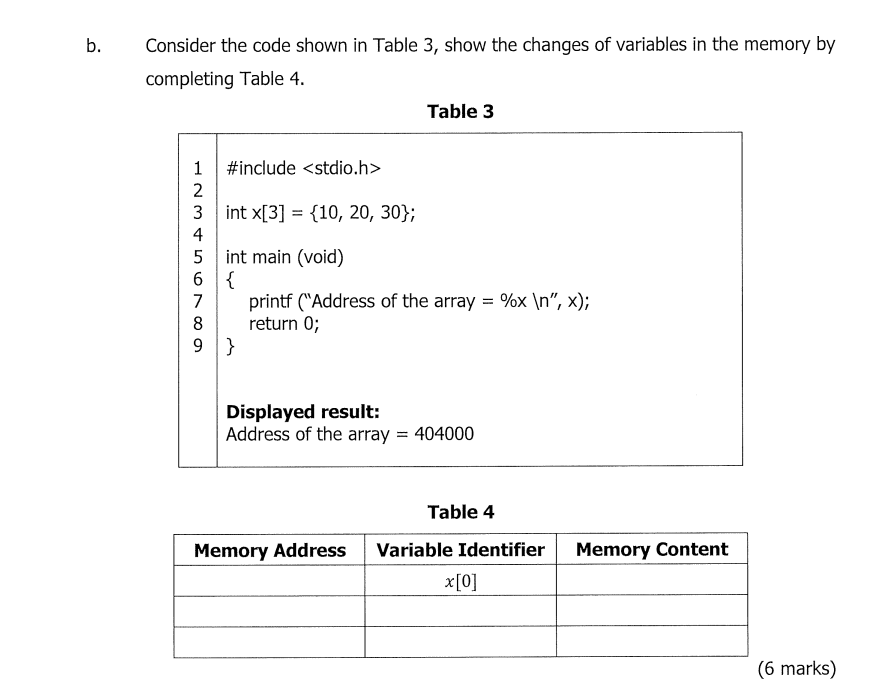 Solved b. Consider the code shown in Table 3, show the | Chegg.com