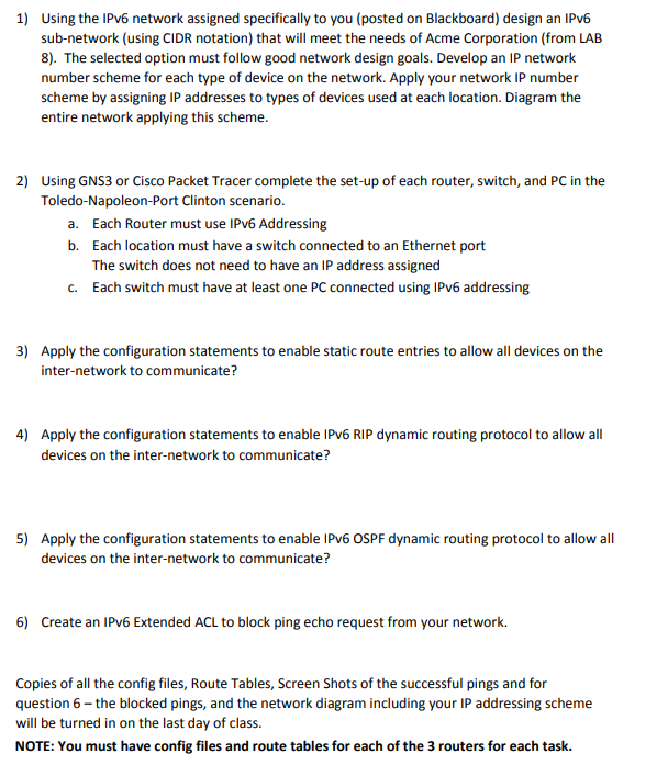 Solved Using the IPv6 ﻿network assigned specifically to you | Chegg.com