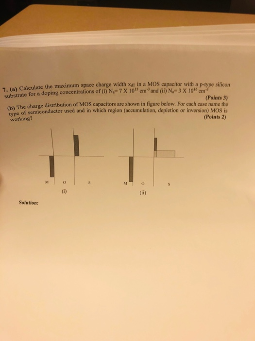 Solved 7. (a) Calculate the maximum space charge width xur | Chegg.com