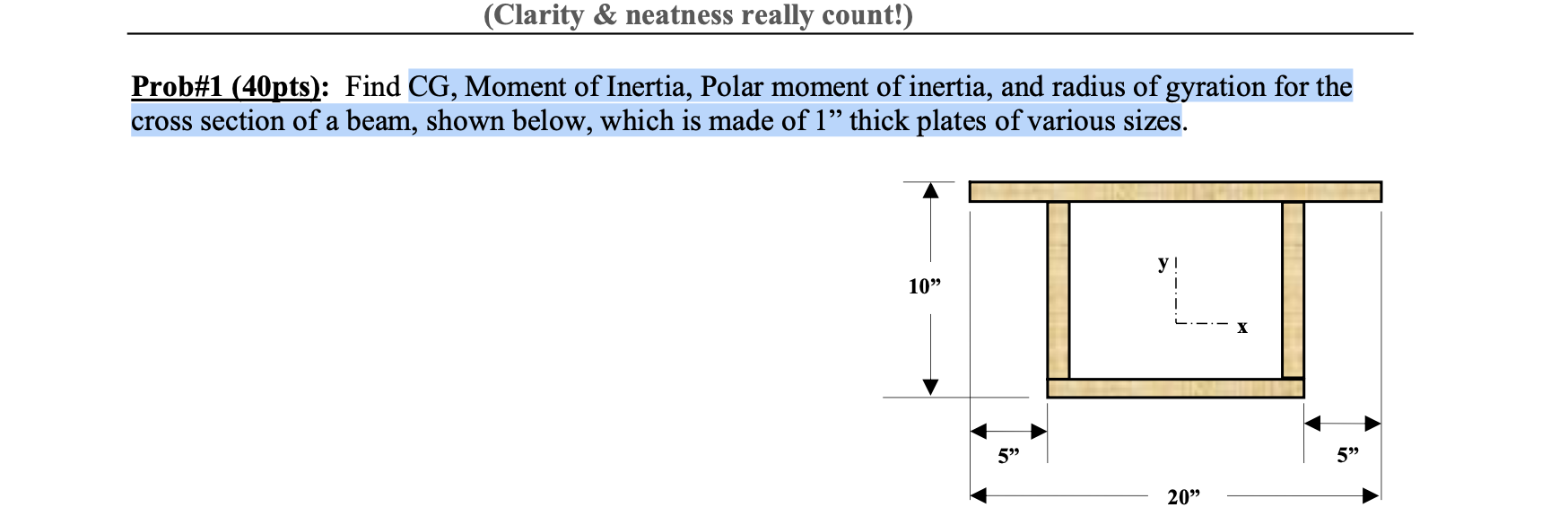 Solved Prob#1 (40pts): Find CG, Moment of Inertia, Polar | Chegg.com