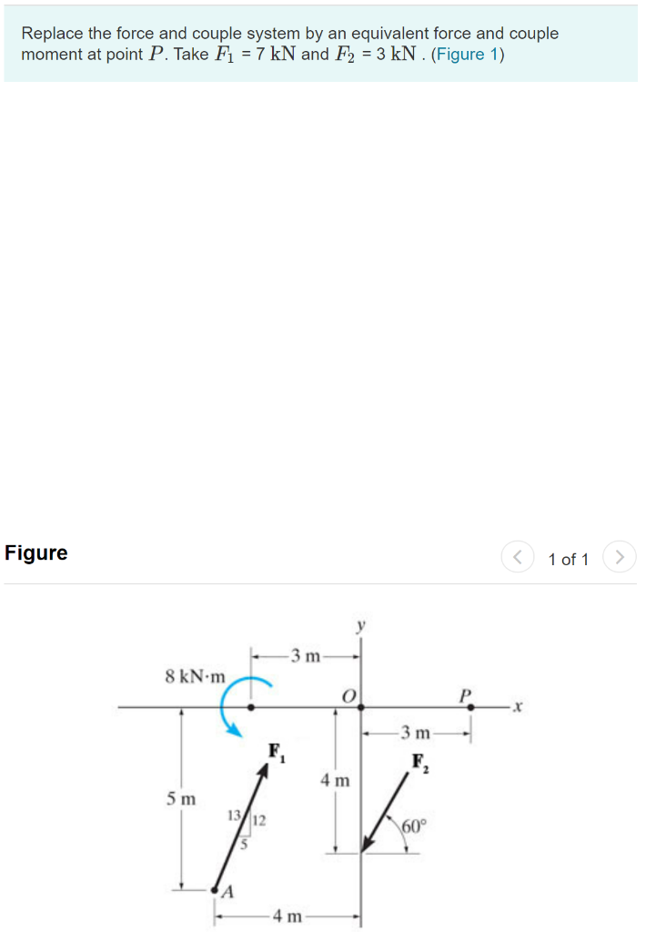 Solved Replace the force and couple system by an equivalent | Chegg.com
