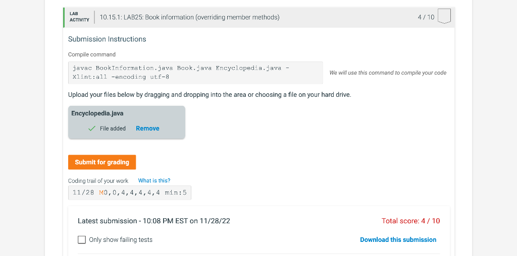 Solved The only line in the expected output that differs | Chegg.com