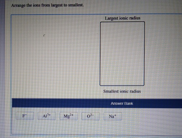 Solved Arrange the ions from largest to smallest. Largest | Chegg.com