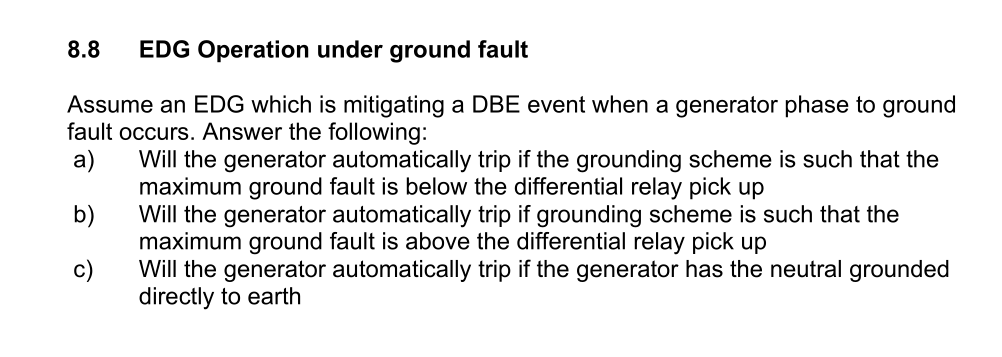 Solved 8.8 EDG Operation under ground fault Assume an EDG | Chegg.com