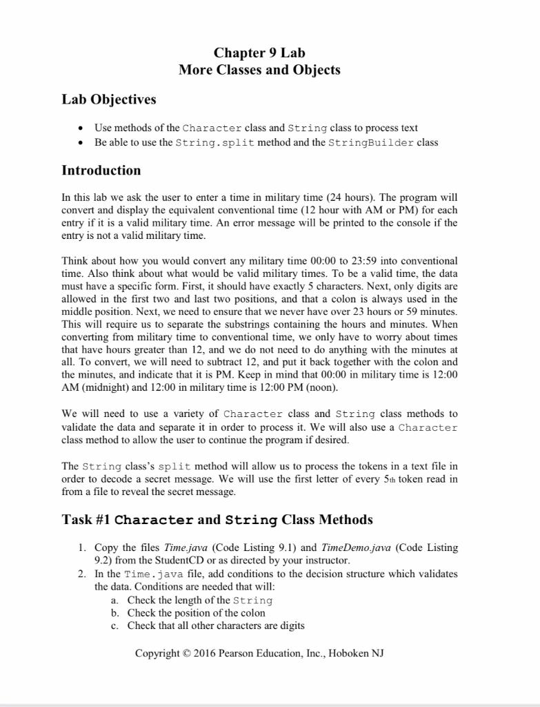Solved Chapter 9 Lab More Classes And Objects Lab Objectives