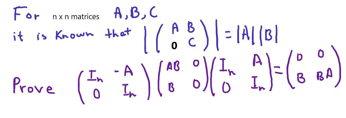 Solved For nxn matrices A,B,C it is known that - (A1/B1 1() | Chegg.com