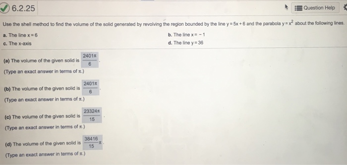 Solved Use the shell method to find the volume of the solid | Chegg.com